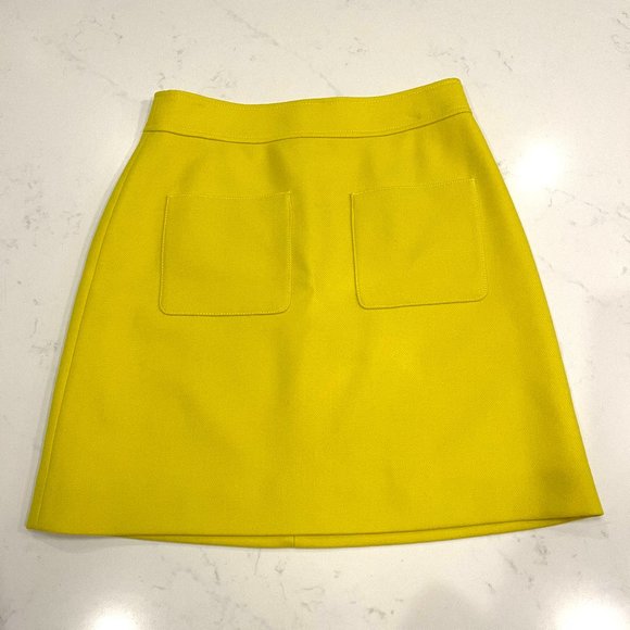 J. Crew | Skirts | J Crew Nwot Patch Pocket Mini Skirt Double Serge Wool Brilliant Citron 4 ...